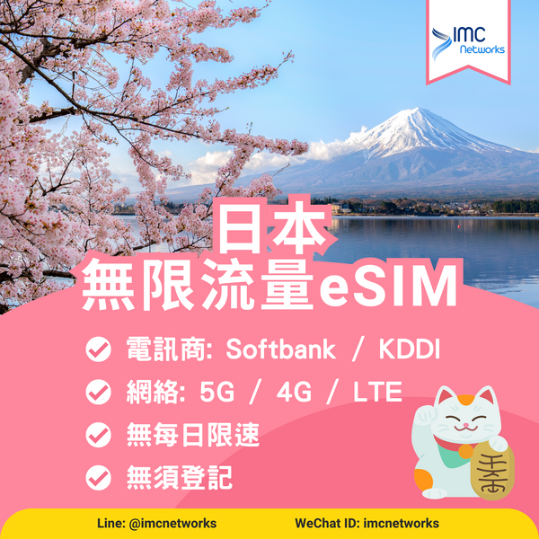 日本Softbank / KDDI eSIM | 日本無限流量eSIM 日本上網卡 – IMC Networks Limited